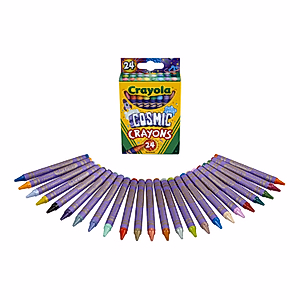 Crayola Cosmic Crayons, Pearl & Glitter Colors, 24ct Crayons, Gift for Kids, Ages 4 & up