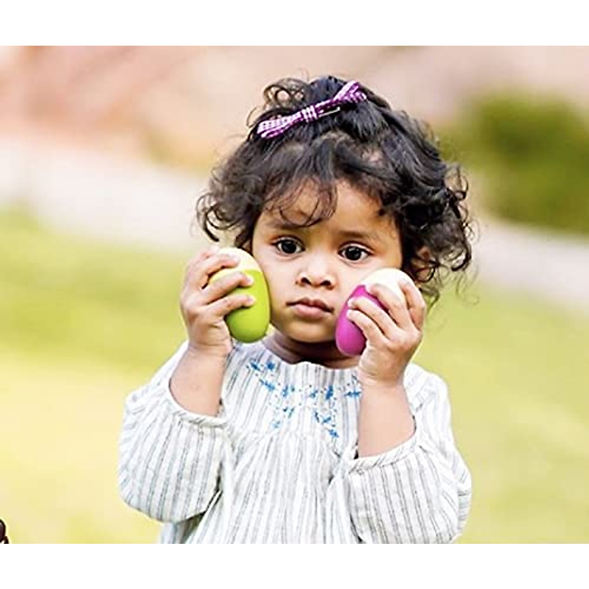 Shumee Toys - Wooden Egg Shakers for Babies (6 Months+) - Musical Rattle Montessori Toy - Set of 2 Maraca Eggs (Blue and Orange)