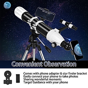 Telescope, 90mm Aperture 900mm Astronomical Refractor Telescope for Adults High Powered - Multi-Coated Professional Telescopes for Astronomy Beginners with AZ Mount, Portable Carry Bag, Phone Adapter