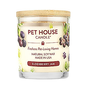 One Fur All, Pet House Candle - 100% Plant-Based Wax Candle - Pet Odor Eliminator for Home - Non-Toxic and Eco-Friendly Air Freshening Scented Candles - (Pack of 1, Elderberry Jam)