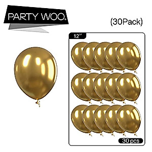 PartyWoo Metallic Gold Balloons, 25 pcs 12 Inch Gold Metallic Balloons, Gold Balloons for Balloon Garland or Balloon Arch as Party Decorations, Birthday Decorations, Baby Shower Decorations, Gold-G101
