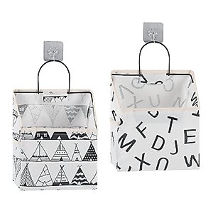 CRSONGMAOZL 2 Pack Wall Hanging Storage Bags with Sticky Hooks, Closet Wall Hanging Organizer, Kitchen Wall Storage Bags, Hang Storage for Kitchen, Bathroom(Letters and Sailboat)