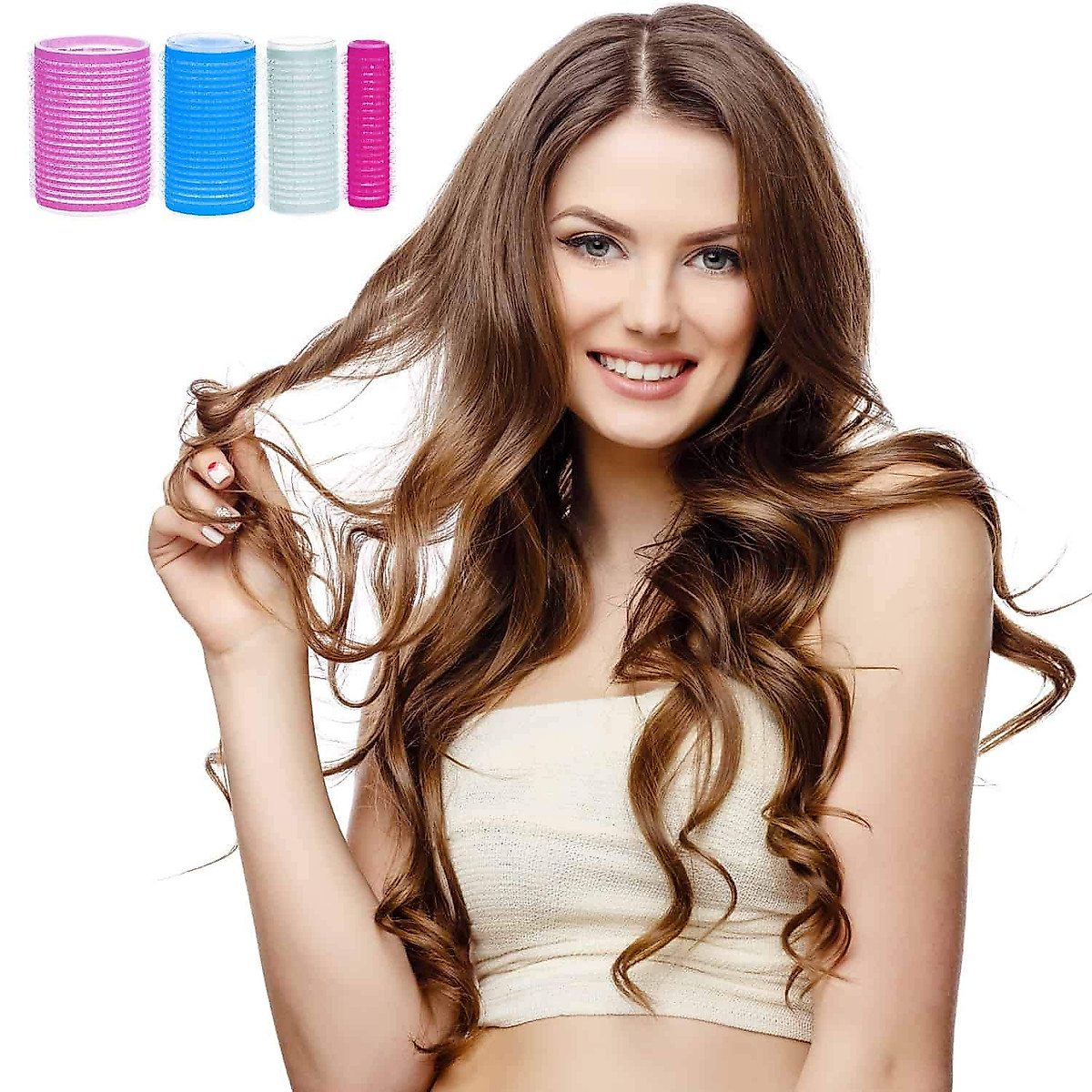 Anezus Self-Grip Rollers Set - 60 Pcs Multicolored Curlers and Clips for Hairstyling