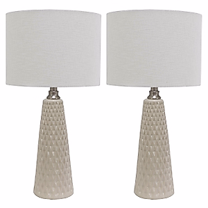 Decor Therapy MP1631 Jameson Textured Ceramic Table Lamps, Set of 2, 13x13x26.5, Ivory, 2 Count