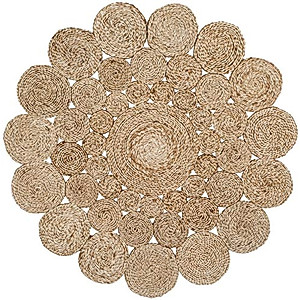 SAFAVIEH Natural Fiber Round Collection 3' Round Natural NF363A Handmade Boho Charm Farmhouse Jute Area Rug