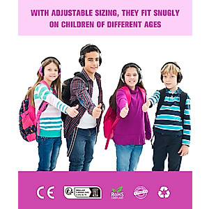 ZOHAN 032 Kids Noise Canceling Headphones - 25dB NRR Kids Ear Protection Earmuffs for School, Monster Jam, Fireworks, Travel, Air Show, Concert, Autism - Pink