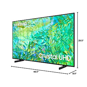 SAMSUNG UN55CU8000 55 inch Crystal UHD 4K Smart TV (2023) Bundle with Monster TV Full Motion Wall Mount for 32"-70" with 6 Piece Sound Reactive Lighting Kit