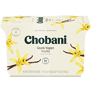 Chobani® Non-Fat Greek Yogurt Vanilla Blended 5.3oz 4-pack