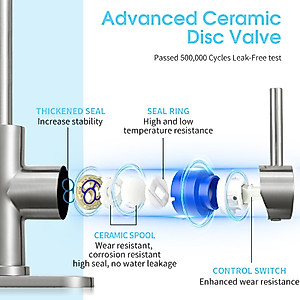 CREA Bar Sink Faucet, Bathroom Kitchen Faucet Brushed Nickel Pre Wet Small Mini Kitchen Bath Utility Marine Faucet Single Hole Stainless Steel Farmhouse Vanity Lavatory Faucets Outdoor