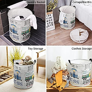 17 Inches Laundry Basket Collapsible Storage Bin, RV Travel Truck Watweproof Oxford Fabric Clothes Basket Laundry Hamper for Dorm, Office, Home, Summer Journey Rustic Wooden