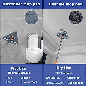 85" Wall Mop, Wall Cleaner with Long Handle, 360° Rotation, Ceiling Cleaning Tool with Extension Pole 39" to 85 ",6 Microfiber Chenille Pads