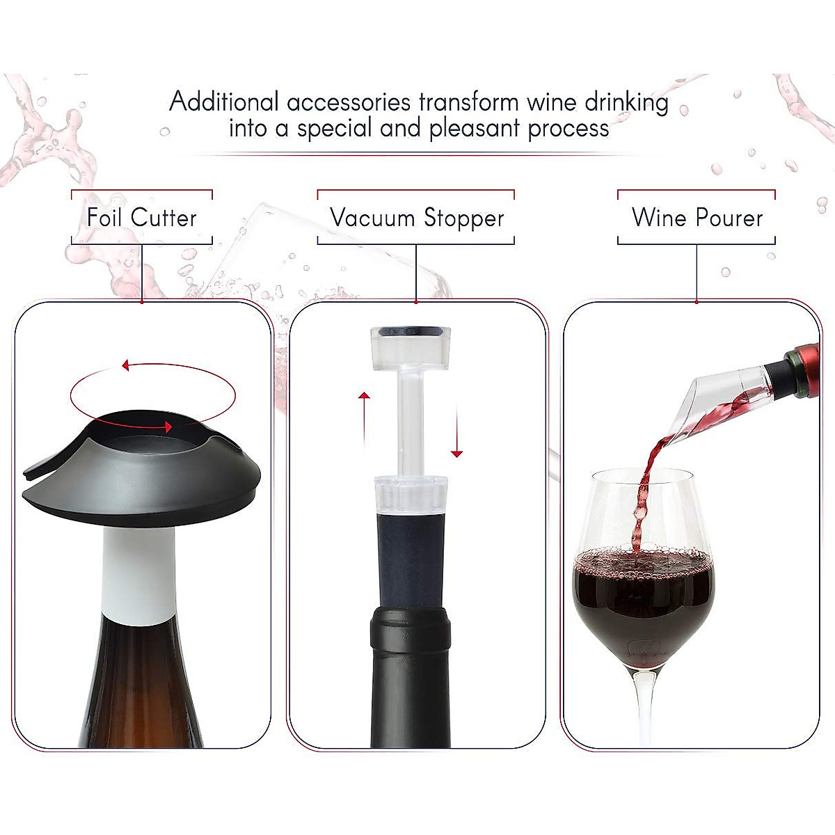 Electric Wine Rechargeable – Corkscrew Wine Foil Cutter & Electrical Wine Opener with Charger – Wine Lover Gifts – Wine Accessories Kit - by DailyNordic