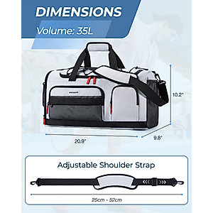 BAGSMART Gym Bag for Women & Men, 35L Sports Travel Duffel Bag with Shoe Compartment，Anti-Theft Carry On Weekend Bag for Airplane, Water Resistant Workout Overnight Backpack for Travel Gym,Grey