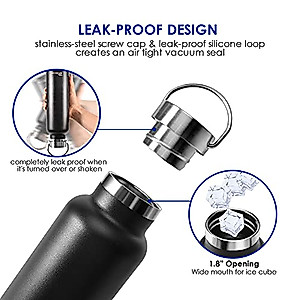 Insulated Water Bottle, 20oz Thermo Vacuum Mug, Stainless Steel Canteen, Wide-Mouth Lids Containers Keeps Liquids Hot&Cold, Leak Proof, Sweat Proof and Double-Walled Design-By BRILLIRARE