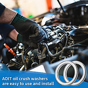 AOIT 10 Pcs Aluminum Transmission Fluid Drain Plug Crush Washer Seal Fits for Toyota Prius Corolla Tacoma Camry, Replacement for The Part# 90430-18008, Used for Change Transmission Fluid