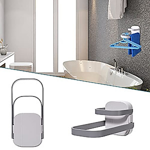 BULFULL Hanger Organizer No Punching Hanger Storage Rack, Foldable Hanger Storage Holder Hanger Organizer Rack Double Layer, Hanger Holder Stand Hanger Organizer Stacker for Closet Laundry Room (Grey)