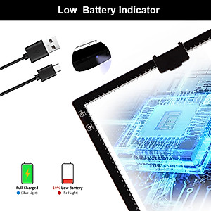 KOBAIBAN Wireless A3 LED Light Pad with Foldable Stand, Top Clip, 3 Colors/Stepless/ 6-Level Dimmable Brightness Rechargeable tracing Light Box/Board for Cricut Vinyl, Weeding Tool, Diamond Painting