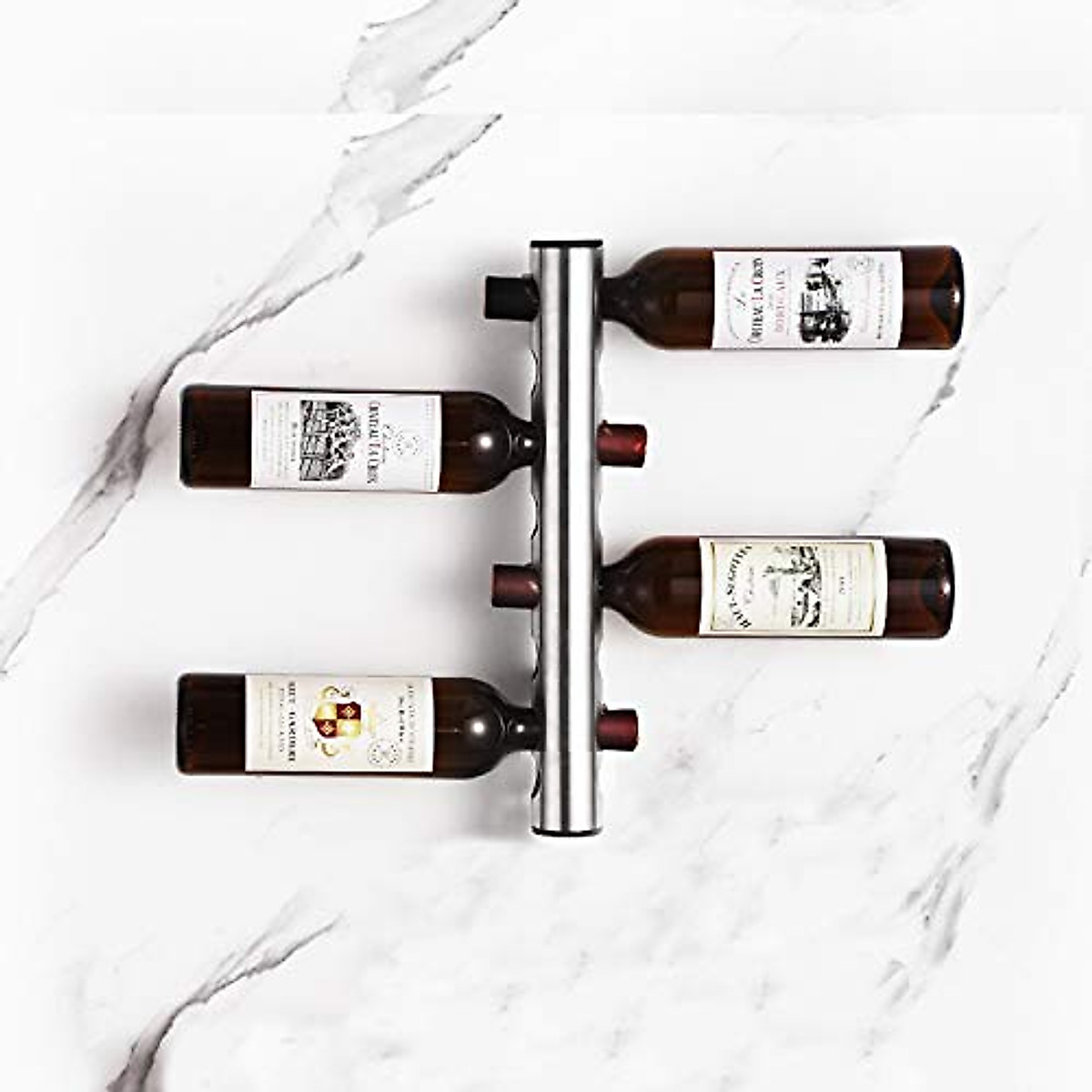 Cokritsm Wall Wine Rack, Stainless Steel Wine Rack Wall Mounted, 8 Bottles Wall-Mounted Wine Racks Wine Holder Wall Mounted, Liquor Bottle Display Shelf, Wall Wine Holder