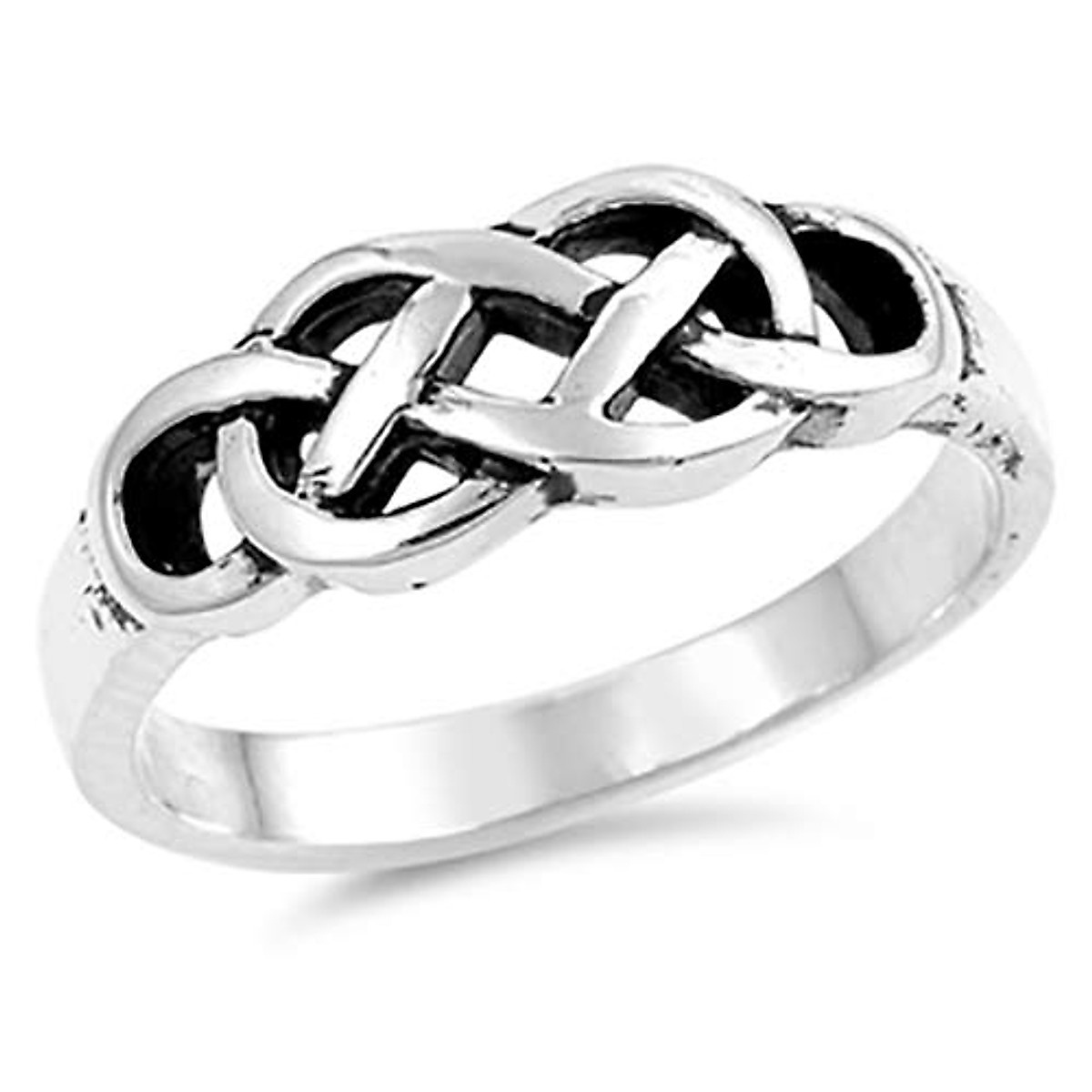 Sterling Silver Celtic Band Anniversary Ring 7mm (Size 5 to 10), 8