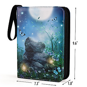 4 Pocket Trading Card Binders for 400 Cards, Cartoon Forest Night Moon Butterfly Pattern