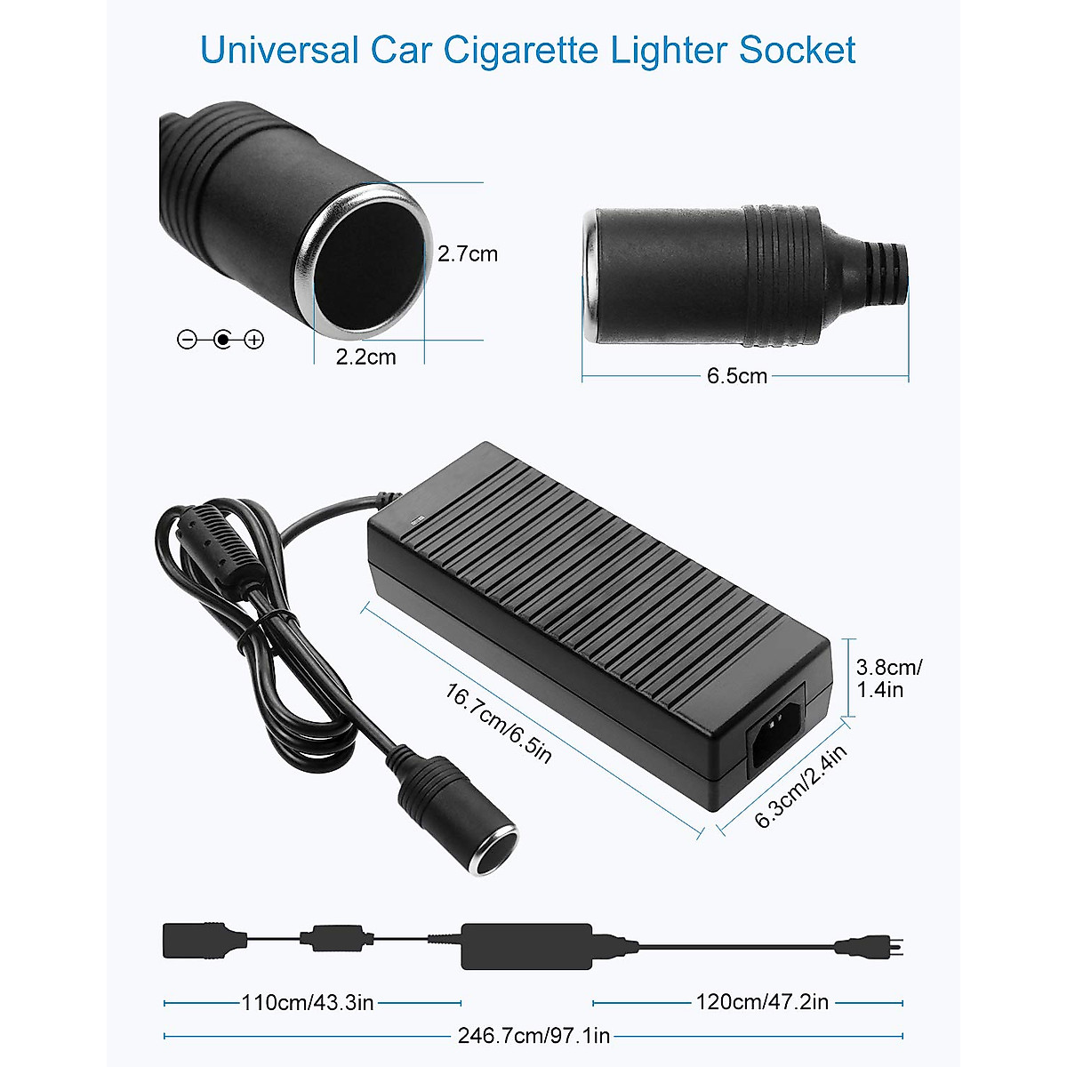 ALITOVE AC to DC Converter 100V ~ 240V to 12V 10A 120W Power Supply Adapter Car Cigarette Lighter Socket AC/DC Transformer for Car Vacuum Cleaner, Car Refrigerator and Other Car Devices