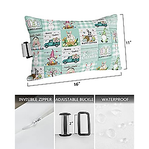 Prime Leader Recliner Head Pillow Ledge Loungers Chair Pillows with Insert Eater Element Rabbit Gnome Truck Eggs Blue Plaid Lumbar Pillow with Adjustable Strap Outdoor Waterproof Patio Pillows, 2 PCS