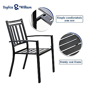 Sophia & William Outdoor Chairs Black Metal Patio Dining Chairs Set of 2,E-Coating Metal Stackable Lawn Chairs,Wrought Iron Outdoor Metal Dining Chairs for Garden Backyard,300 lbs
