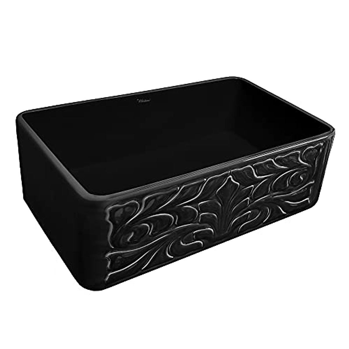 Whitehaus WHFLGO3018-BLACK Reversible Kitchen Fireclay Sink, 30 x 18 x 10, Black