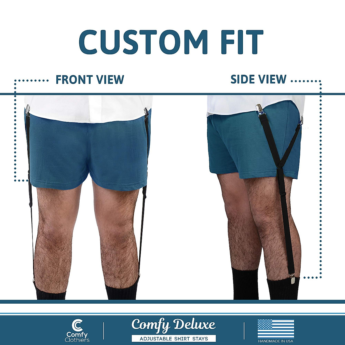 Comfy Deluxe Shirt Stays for Men and Women - Y-Style Adjustable Shirt Garters to Keep Shirts Tucked In