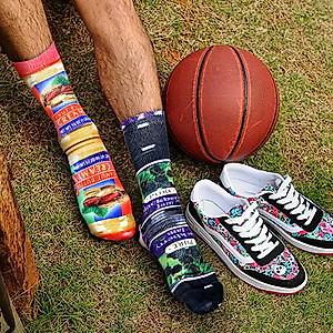 Benefeet Sox Mens Funny Crazy Socks Unisex Cool Funky 3D Print Food Patterned Calf Socks Boys Youth Novelty Athletic Tube Socks Peanut Butter and Jelly Socks, Peanut Butter and Jelly