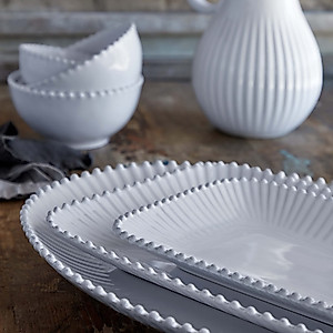 Costa Nova Ceramic Stoneware 16'' Rectangular Platter - Pearl Collection, White | Microwave, Dishwasher, Oven & Freezer Safe Dinnerware | Food Safe Glazing | Restaurant Quality Serveware