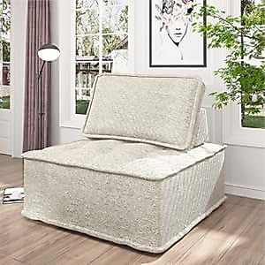 BALUS Sectional Sofa Couch, Modern Floor Sofa Couch with Soft Fabric, Armless Design for Living Room, Bedroom, Free Combination,6 PCS Beige