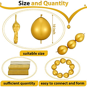 80 Pieces Needle Tail Balloons Latex Link Balloons Linking Needle Tail Balloons for Birthday Party Wedding Anniversary Graduation Arch Party Decorations (Gold,10 Inches)