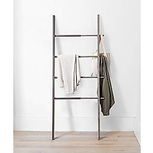 Umbra 320260-918 Hub Ladder, Expandable Freestanding Rack, Bathroom Towel Holder, and Clothes Organizer, Grey,2" x 60" x 27"
