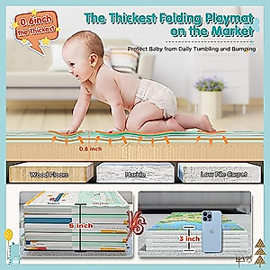 Gimars Baby Play Mat, Reversible and Foldable Baby Mat for Floor, 79 x 71 x 0.6" Extra Large Play Mat, Waterproof Foam Playmat for Babies, Infants, Toddlers, Play & Tummy Time