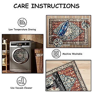 AIZHU Collection Boho Area Rug - 3’ x 5’, Non Slip Thin Entryway Rug Doormat Washable Distressed Accent Indoor Throw Low Pile Rug Front Floor Carpet for Entrance Living Room kitchen Bedrooms, Bohemian