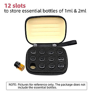 Dolovemk Essential Oil Storage Case 12 Holes-for Holds 3 ml Bottles,Traveling Carrying Case,Mini Essential Oil Carrying Organizer Storage with Metal Hard Shell Dense Foam Holds(Black)