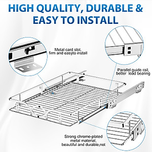 Tksrn Pull Out Cabinet Organizer(14" W x 21" D),Cabinet Drawers Slide Out Shelves for Kitchen,Under Sink Organizer Storage for Cabinet in Home, Pantry, Bathroom（NEED 15" W and 22" D Cabinet）