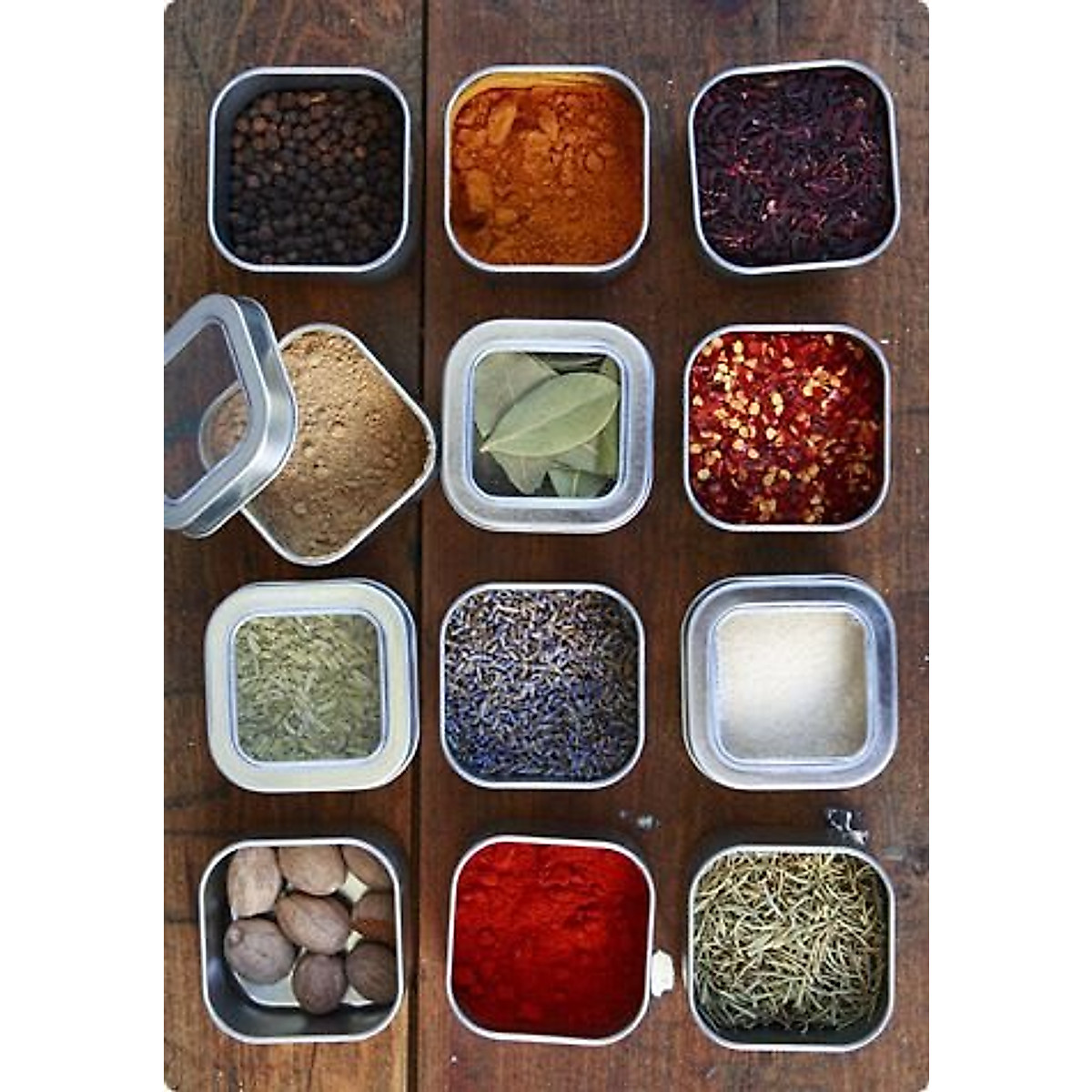 Nakpunar 6 pcs Clear Top Square Tins - 4 oz