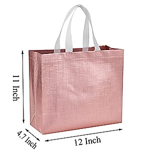 FOCCIUP 6 Pcs Non-Woven Gift Bags With Handles Reusable Bags for Birthday Party Wedding Christmas – 12x4.7x11” Size
