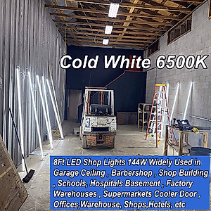 8Ft Led Shop Lights,8 Feet 8' V Shape Integrated LED Tube Light,144W 18000lm Fluorescent Clear Cover Linkable Surface Mount Lamp,Replace T8 T10 T12 Fluorescent Light Cooler Door Freezer Fixture