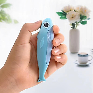 Folding knife, portable pocket ceramic knife for fruit, suitable for carrying super sharp mini fish shaped Ceramic Paring Knife when traveling (Blue)