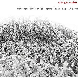 4 Pack Portable Reusable Grocery Bags Fruit and Vegetable Bag Washable Cotton Mesh String Organic Organizer Shopping Handbag Long Handle Net Tote (grey blue,Black,Beige,Pink)