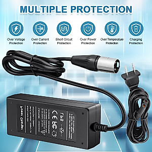 24V 2A 3-Pin XLR Electric Scooter Battery Charger for Go-Go Elite Traveller Plus HD US, Pride Mobility Scooter, Ezip Mountain Trailz, Jazzy Power Chair, 4 Wheel Mobility