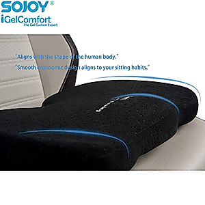 Sojoy Gel Seat Cushion for Office Chair Memory Foam Seat Pillow for Back Pain Relief,Gel Cushion for Office Chiar,Car,Home (18 x 14 x 3 inches)