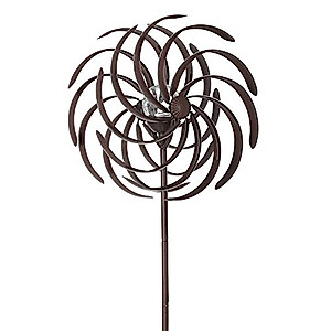 Solar Wind Spinner Willow Leaves-Improved 360 Degrees Swivel Multi-Color LED Lighting Solar Powered Glass Ball with Kinetic Wind Spinner-Metal Sculpture Construction-Outdoor Yard Lawn & Garden