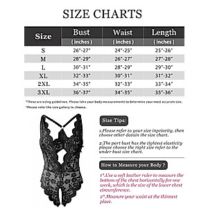 ZIJEFA Women One Piece Lingerie Deep V Teddy Sexy Lace Bodysuit (XL, Bow Ties Black)