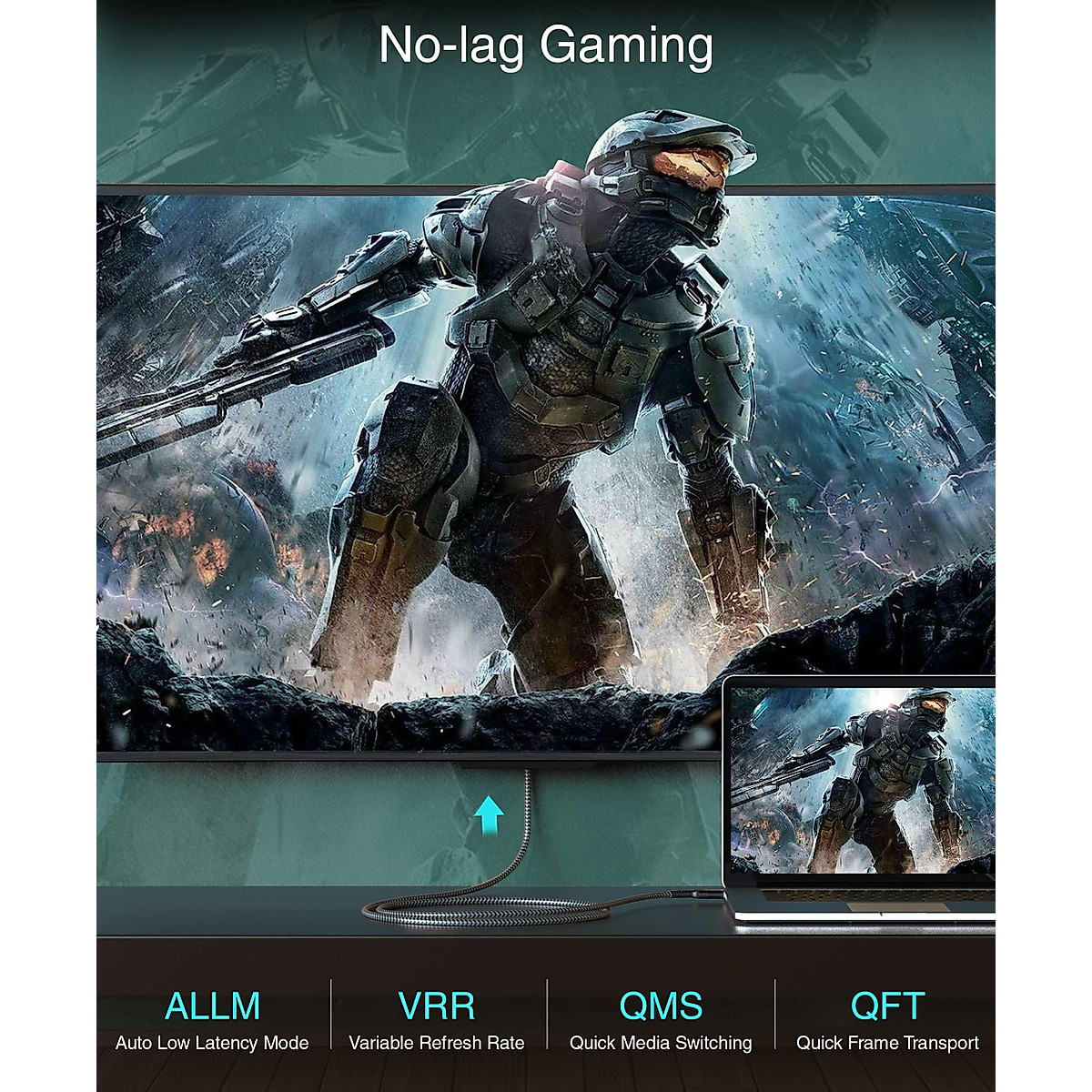 BlueRigger Certified 10K 8K HDMI Cable - 6FT (8K 60Hz Ultra HD, 48Gbps High Speed, eARC, HDR10, 4:4:4, HDCP 2.3) - Compatible with Game Consoles, HDTV, Apple TV, Monitor, Blu-Ray