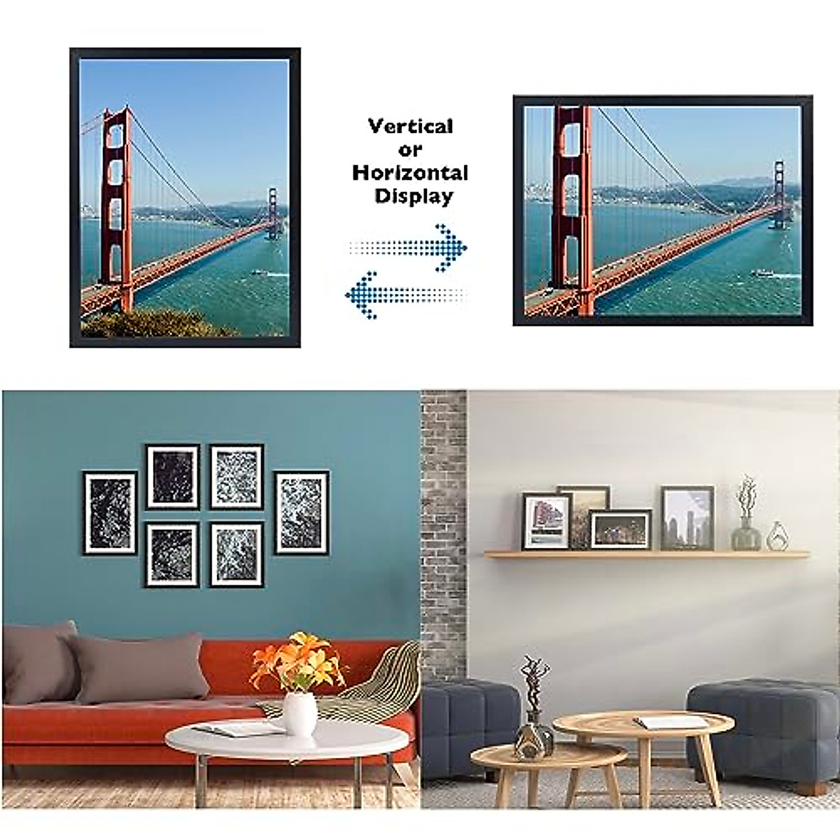 HEYTUYA 12x15 inch Picture Frame Black for Wall Hanging, Poster Frame, Wall Gallery Photo Frame with Durable Shatter Resistant Plexiglas, Black