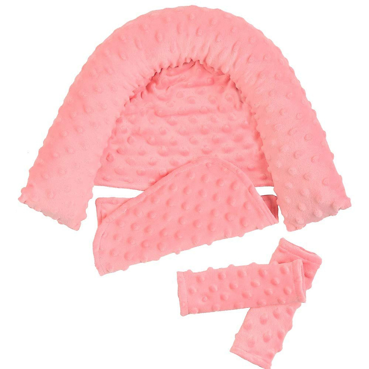 Baby Infant Head and Neck Support Pillow with Seat Belt for Car Seat -Extra Soft 3-in-1 Toddler Car Seat Insert Cushion Pad for Car Seats Water Pink